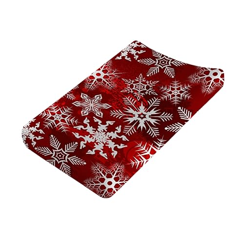 Changing Pad Cover for Baby 1 Pack Comfort Diaper Change Table Pad Covers | Soft Breathable White Snowflake Christmas Changing Pad Sheets