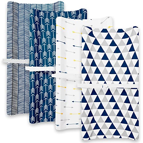 Changing Pad Cover β Baby Changing Pad Covers 4 Pack β Boy or Girl Changing Pad Cover β Pure Cotton Machine Washable Navy and White Changing Table Cover β Diaper Changing Pad Cover Sheets