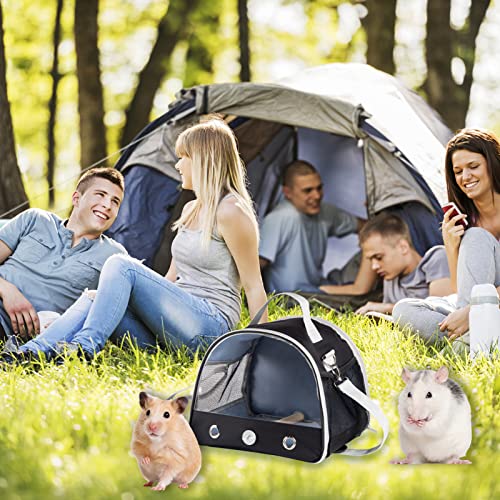 Guinea Pig Cages Small Animal - Bird Rabbit Turtle Carrier Bag African Hedgehog Portable Travel Carrier Outdoor Hang Bag(Black)