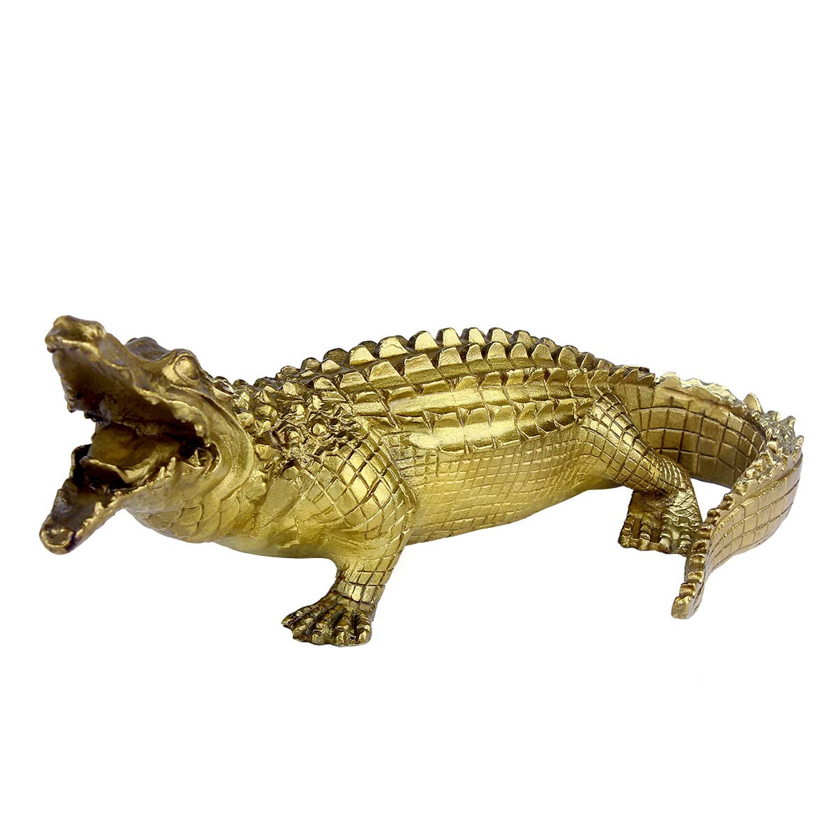 BRASSTAR Brass Crocodile Statue 9.8β(H) Egyptian Oriental Sculpture Home Garden Ornament Handcraft Alligator Gift Collection PTZY013