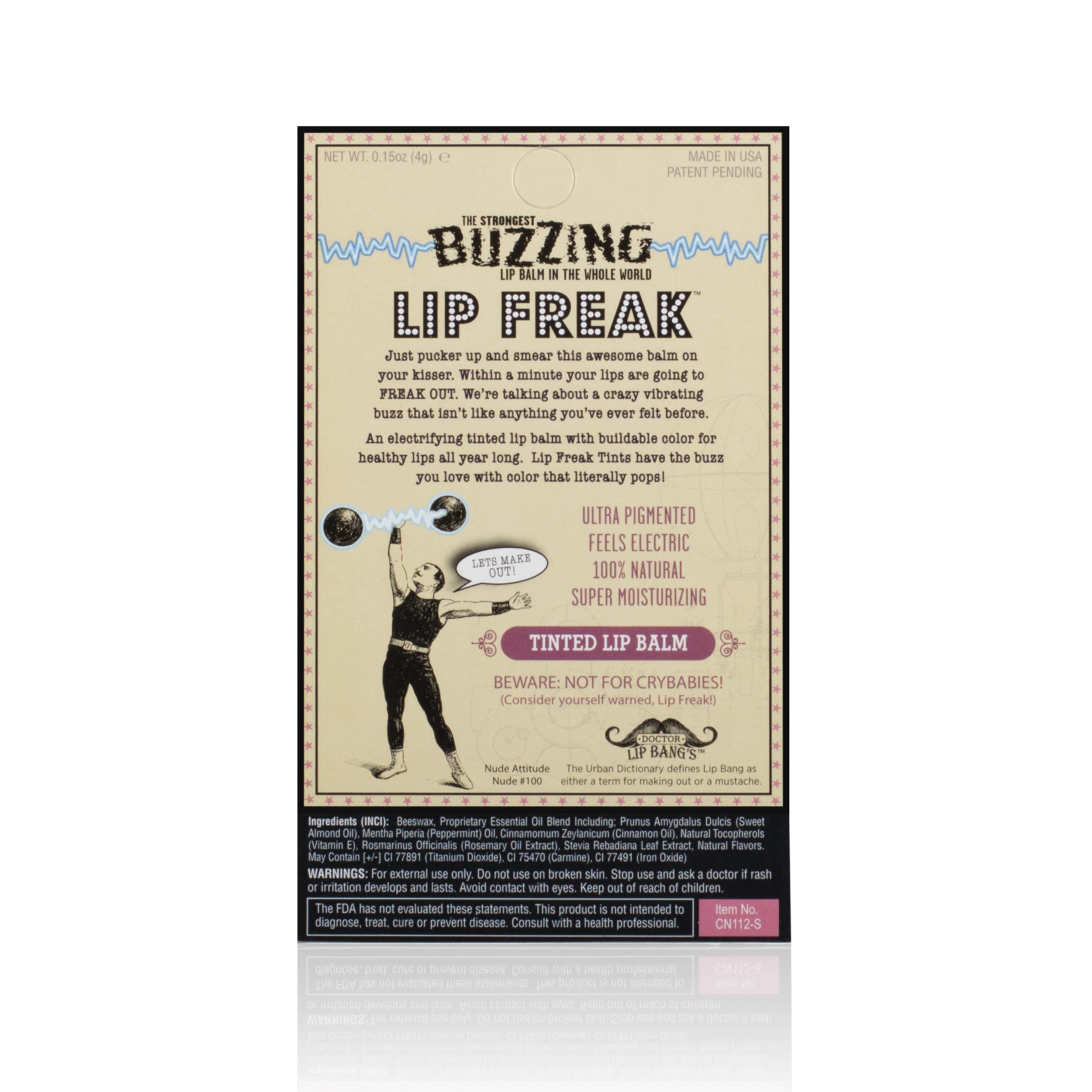 Doctor Lip Bang's BUZZING Lip Balm | Lip Freak| 100% All Natural | Cruelty Free | Tinted | Nude Attitude