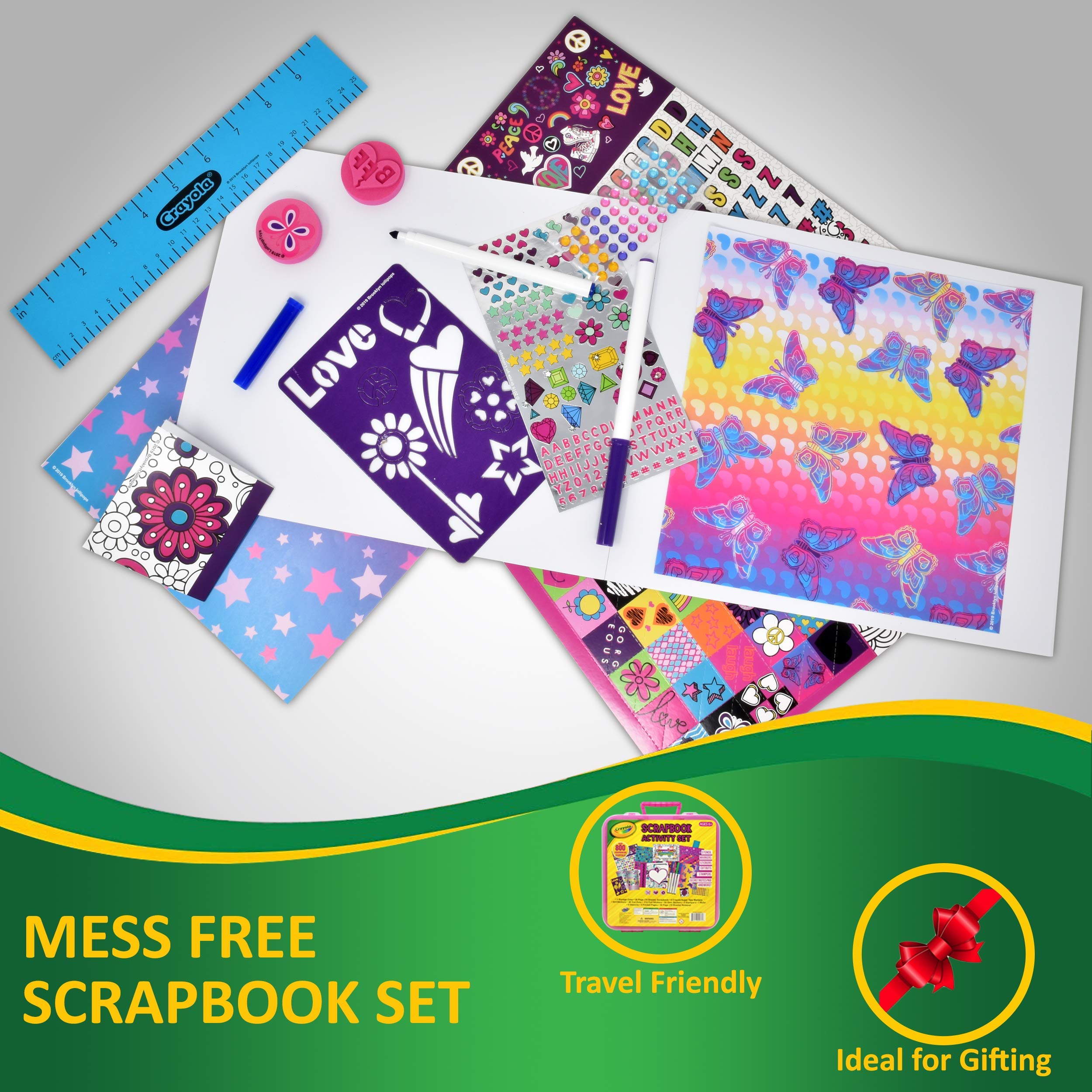 Crayola Art Activity Set, Mess Free Craft Kit for Kids, Washable Markers Coloring Supplies, Stickers, Scrapbook in Travel Carry Case