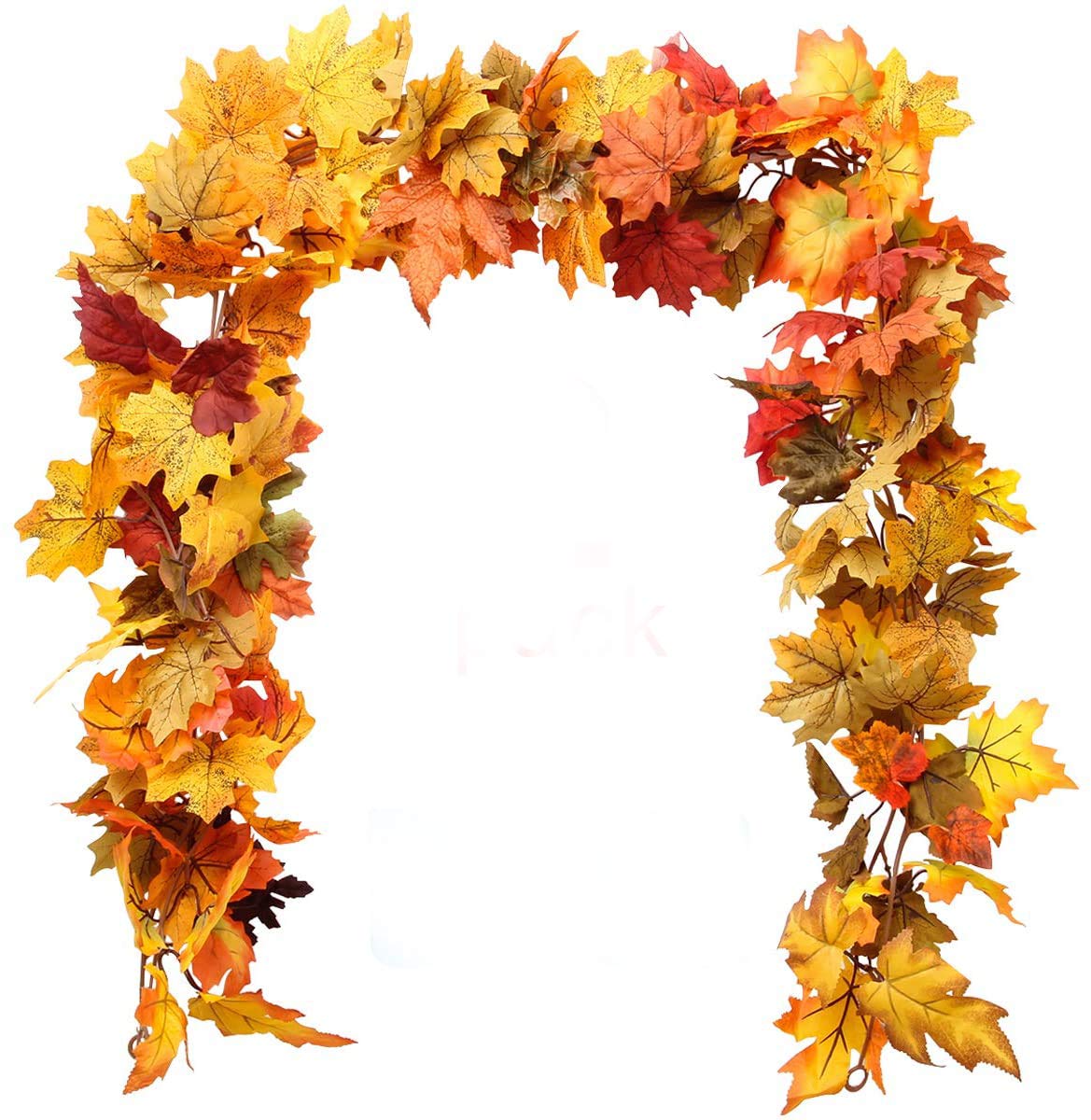 Coolrunner 2 Pcs Fall Maple Leaf Garland, Artificial Fall Leaves Garland, 5.9FT Hanging Vine Garland Artificial Autumn Foliage Garland for Home Garden Wall Doorway Backdrop Fireplace Thanksgiving Dec