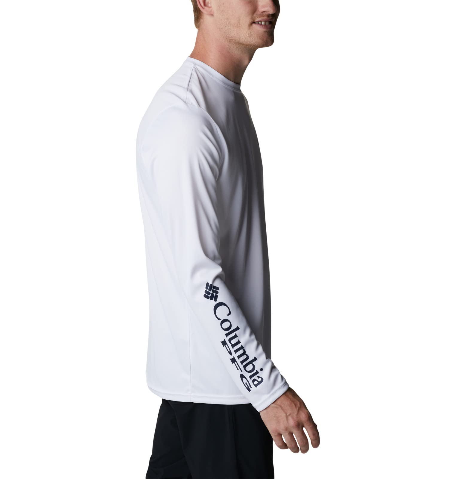 Columbia Men's Terminal Tackle PFG Americana Badge Long Sleeve, Collegiate Navy/Saltwater, X-Large
