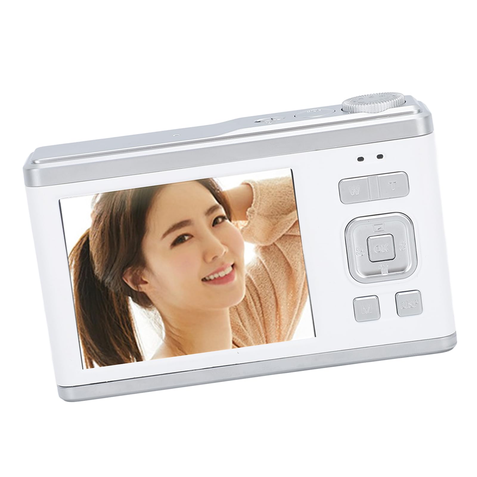 Compact Camera, Autofocus Digital Camera Dual HD IPS Screen with Built in Flash for Photography (White)