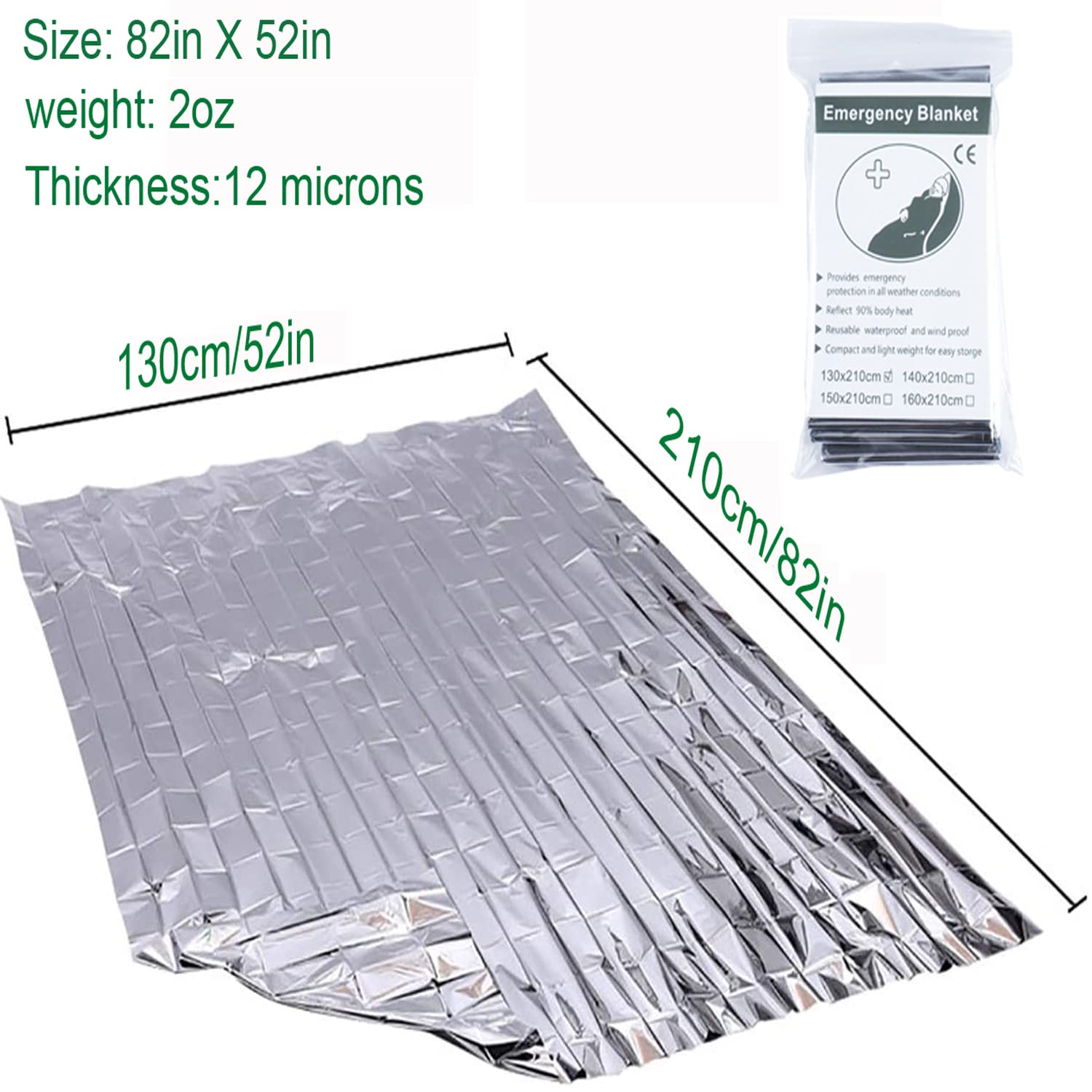Crisonky Emergency Mylar Thermal Blankets, Designed for Outdoors, Survival Reflective Thermal First Aid Foil Blanket
