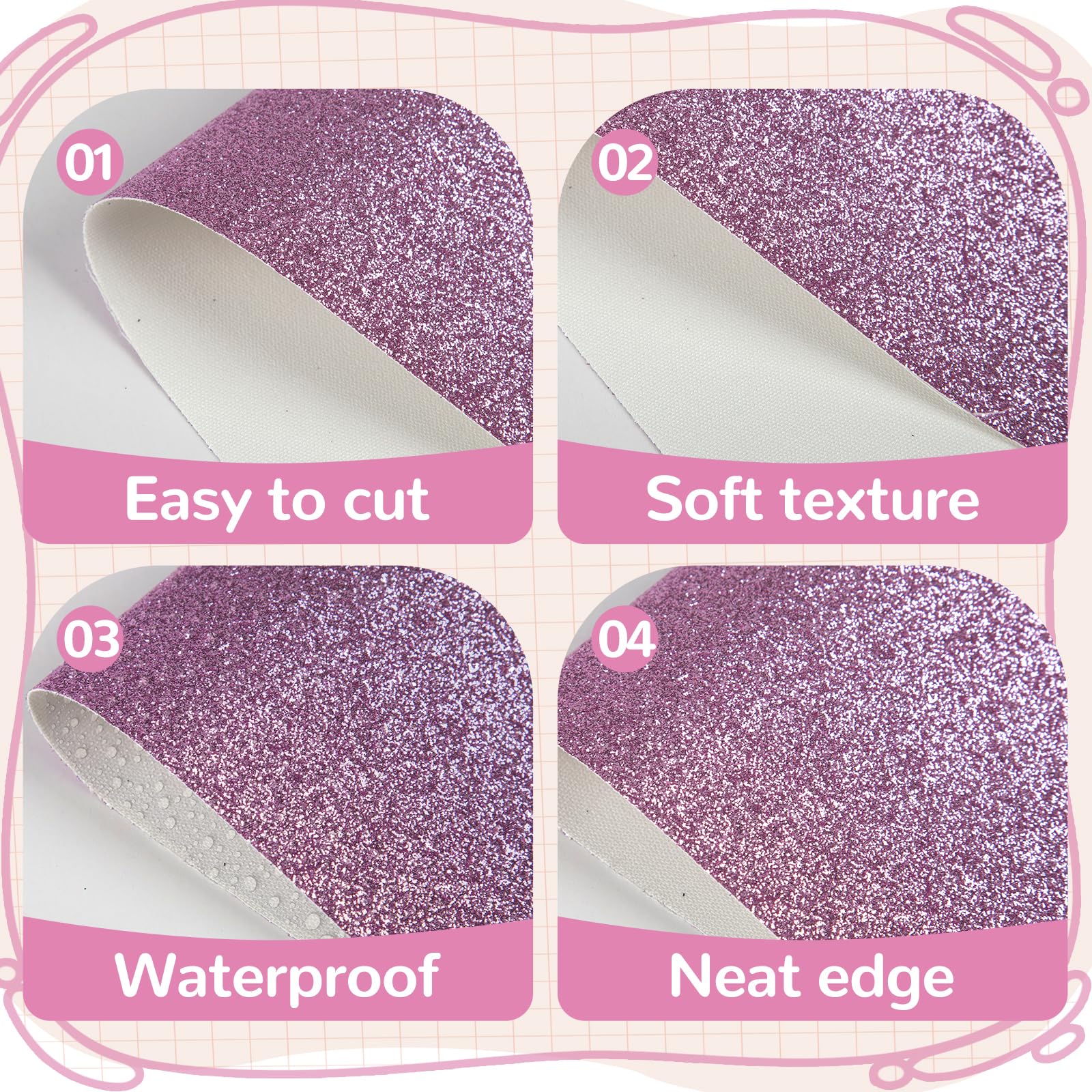 Fuceury 32 PCS A4 Glitter Faux Leather Sheets 8x12 Inches PU Fabric Sheets for DIY Crafts, Wedding Sewing, Making Earrings