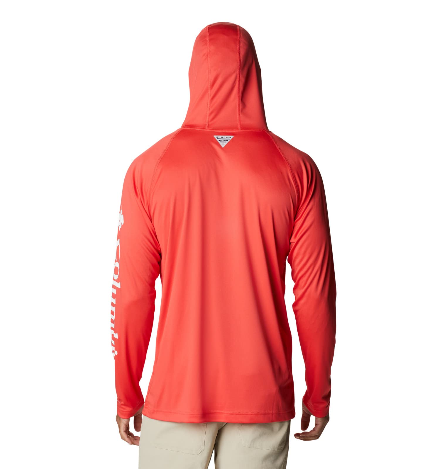 Columbia Men's Terminal Tackle Hoodie, Red Hibiscus/White Logo, X-Large