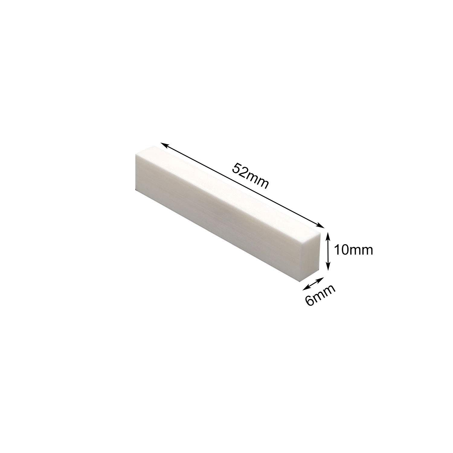 Vencetmat 6Pcs Blank & Uncut Guitar Nut White Color Made of Real Bone 52x6x10mm for Electric & Acoustic & Classical & Cigar Guitar, Mandolin, Banjo, Ukulele Part Replacement