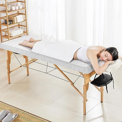 Massage Table Pad Set Premium Fleece Professional SPA Massage Bed Pad, Natural & Thickened & Extra Soft Fleece Massage Table Cover, Includes Pad and Face Rest Cover, 31β W x 72β L