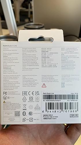 Xiaomi Redmi Buds 4 Lite TWS Wireless Earbuds, Bluetooth 5.3 Low-Latency Game Headset with AI Call Noise Cancelling, IP54 Waterproof, 20H Playtime, Lightweight Comfort Fit Headphones, White