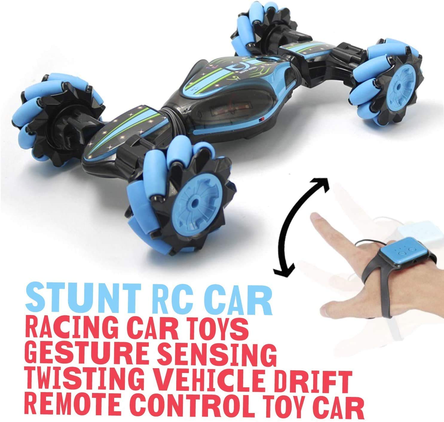 Remote Control Stunt Toy Car,Twisting Off-Road Vehicle,360 Degree Flip Double Sided Rotating Race Car,2.4G Gesture Sensing with Four-Wheel Drive,Best Gift for Kids and Adults.£¨Blue