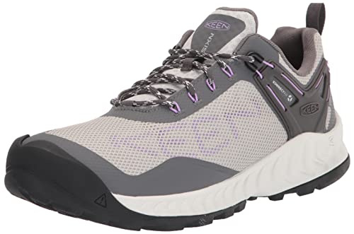 KEEN Women's-NXIS Evo Low Height Waterproof Fast Packing Hiking Shoes, Steel Grey/English Lavender, 9