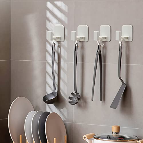 Modixun 8pcs Double Wall Hooks, Openable and Closeable, Self-Adhesive Double Prong Hooks, Double Robe Towel Hooks, Dual Hooks for Coat, Bag, Hat, Scarf, Jacket, Key, White