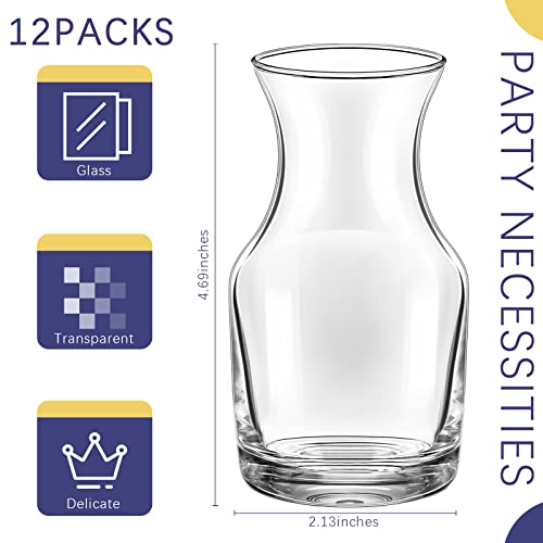 Single Serving Wine Carafe Glass Mini Carafe Individual Wine Decanter Small Carafe for Wine Dinner Parties Tastings Bars Restaurants(12 Pack, 6.5 oz)