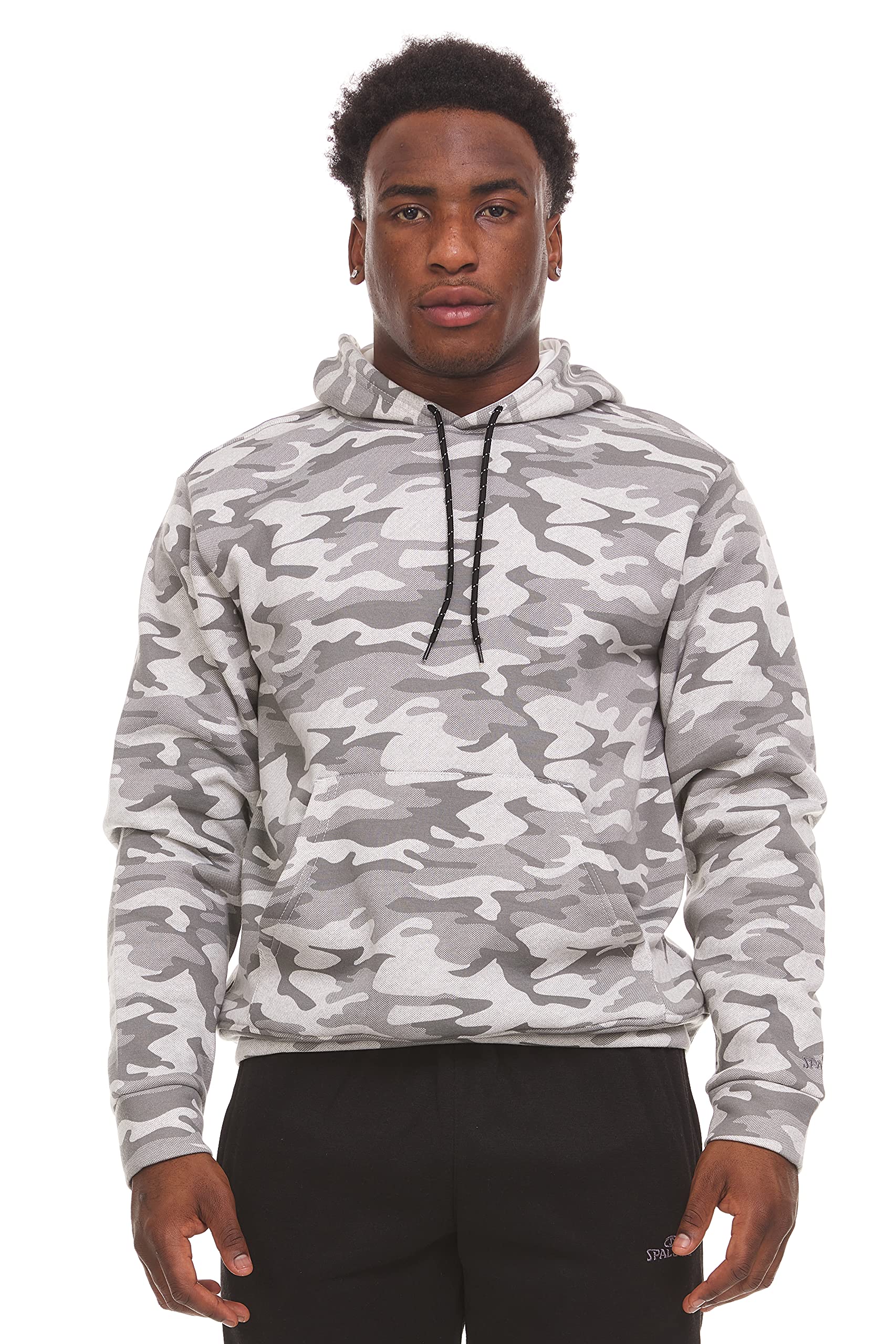 Spalding Men's Competition 2.0 Kangaroo Pocket Hoody, Mens Pullover Hoodie Sweatshirt - White Camo, Medium