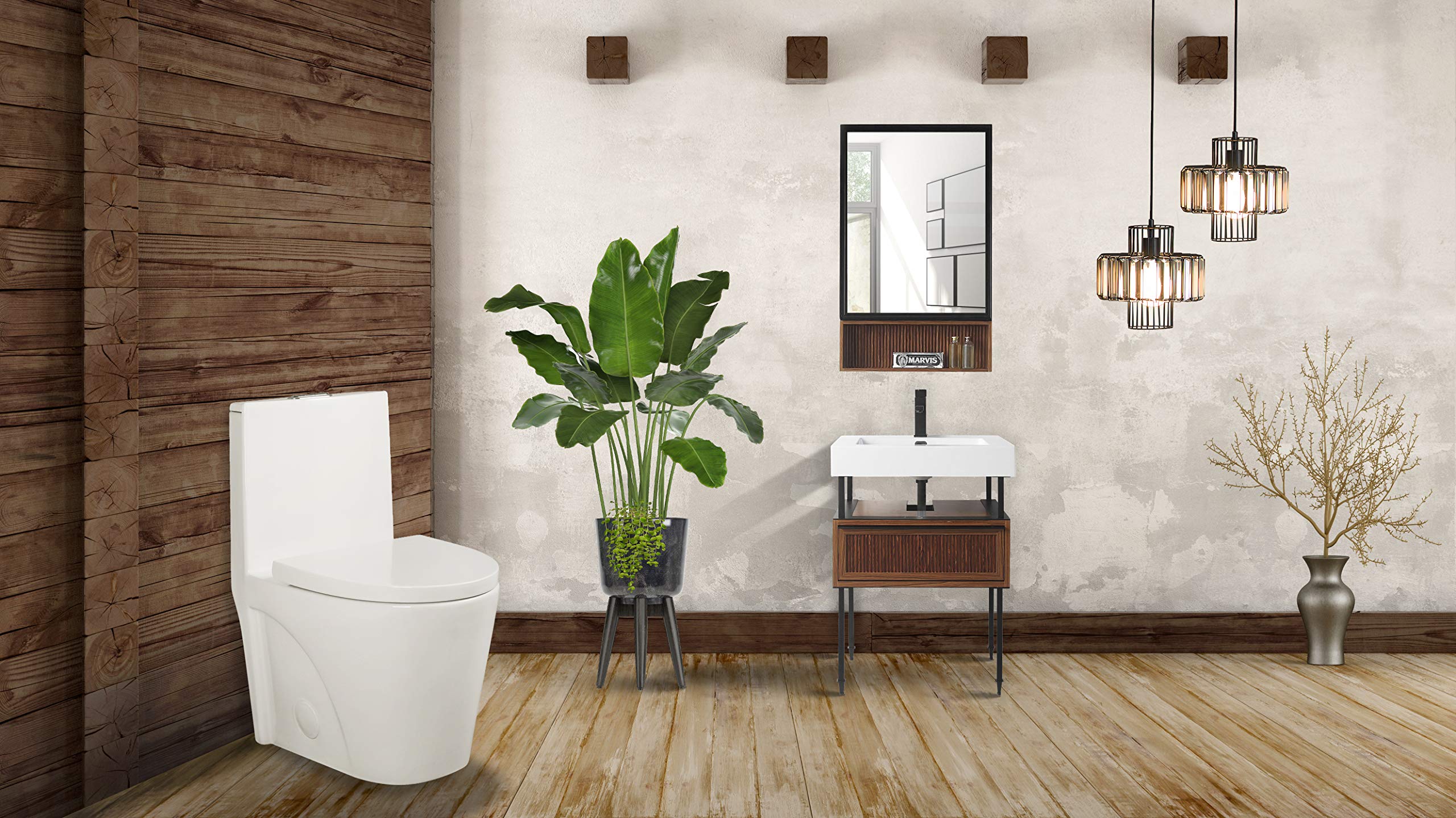 Fine Fixtures Dual-Flush Elongated One Piece Toilet Bowl - Soft Close Seat with High Efficiency Dual Flush in White…