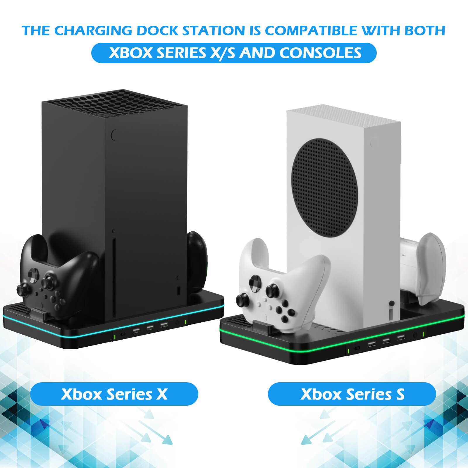 Cooling Fan Charging Station for Xbox Series X/S, Fast Charging Stand Dock Dual Controller Charger Station with 3 USB Ports, Cooling Stand Fan Cooling System for Xbox Series X/S Accessories