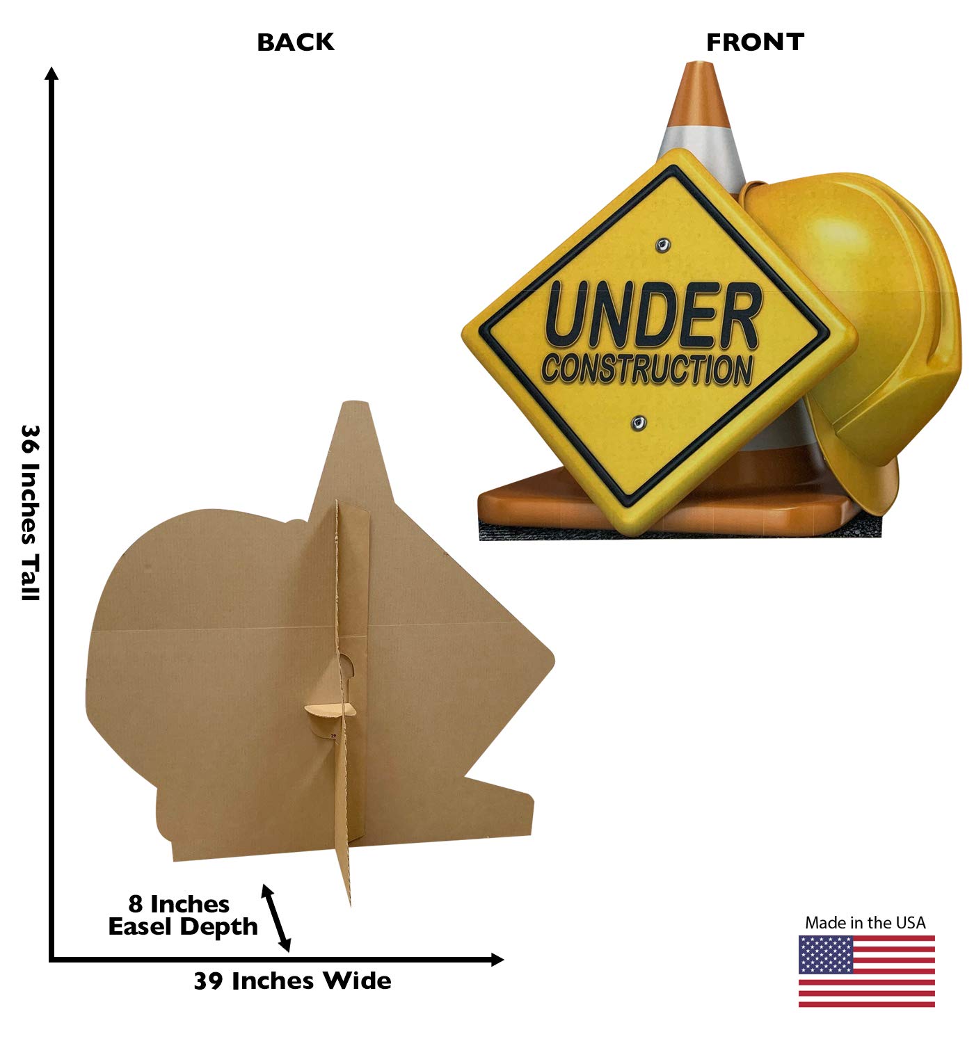 Cardboard People Under Construction Sign Life Size Cardboard Cutout Standup
