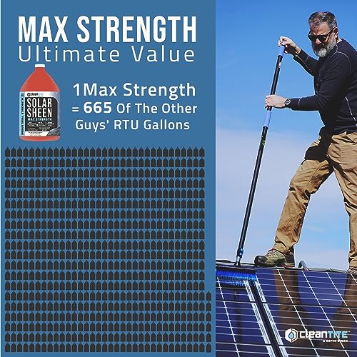 Cleantite Solar Panel Cleaner, Solar Sheen Max 1 Gallon (Makes 665 Gallons) and 2 Gallon Battery Powered Sprayer HD2000-S