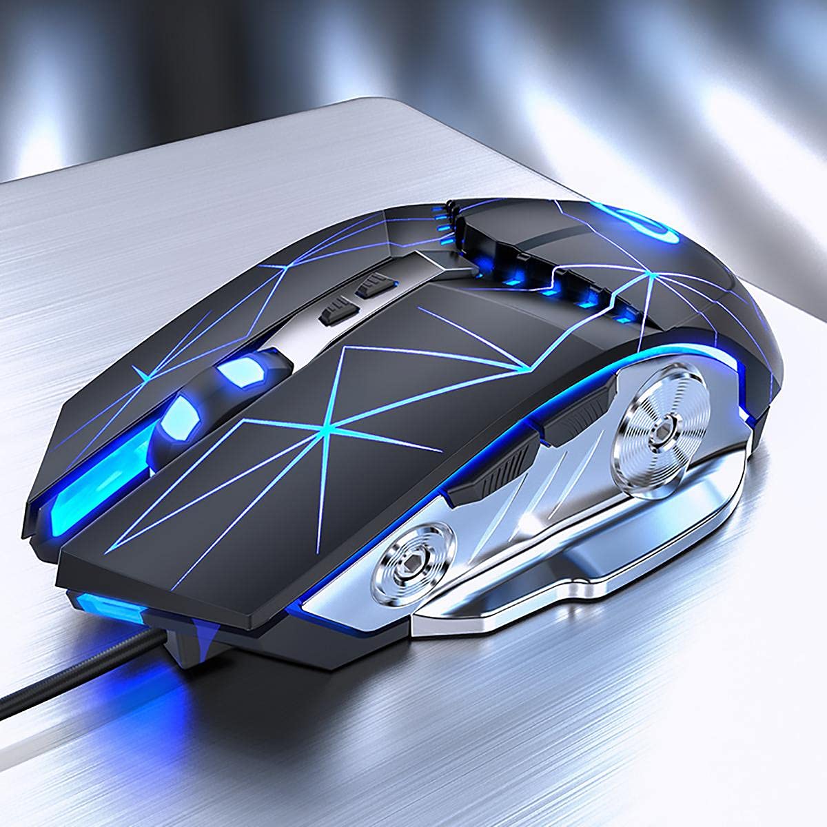 Censprin Gaming Mouse USB Wired RGB Backlit Silent Click Gamer Mouse with 4 Adjustable DPI Up to 3200, Comfortable Grip Ergonomic Optical Gaming Mice for Laptop PC Gamer Computer