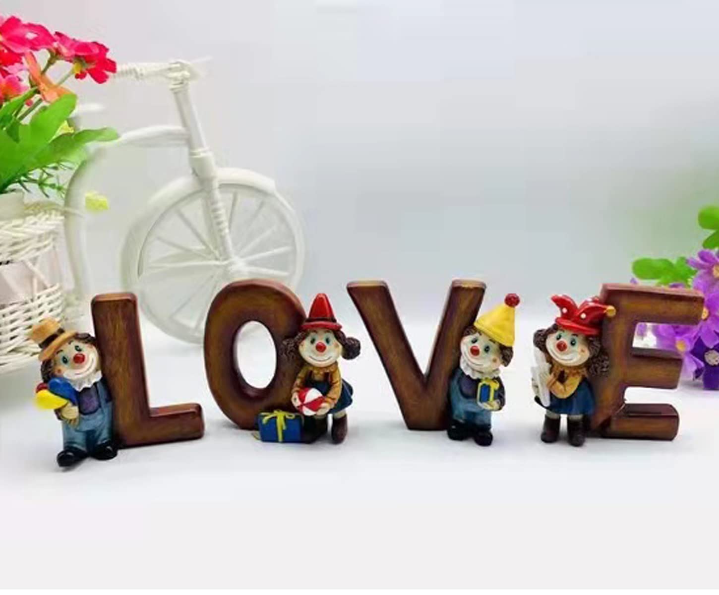 YSP-MALL Clowns Love Letters Bundle Figurines,Cute Statues for Home Decor Accents,Decorative Creative Crafts Dolls Ornaments Collection Sculptures Garden