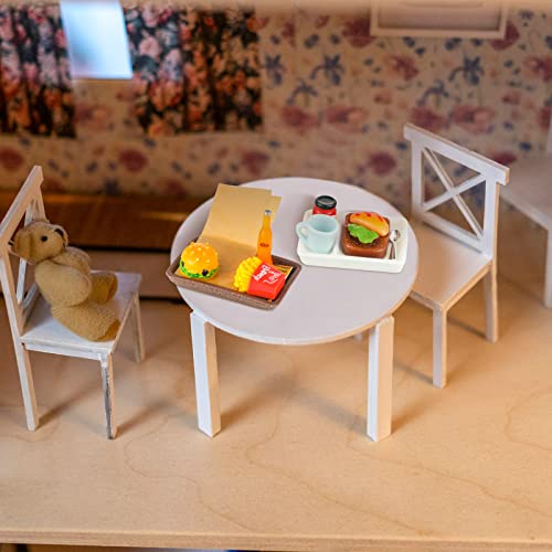 Miniature Tea Dollhouse Kitchen Accessories Set Mini Food for Dollhouse Snacks Resin Kitchen Accessories Juice Hamburger Milk Bread Jam Cup Egg Pretend Play Food Toys (Rich Style,20 Pieces)