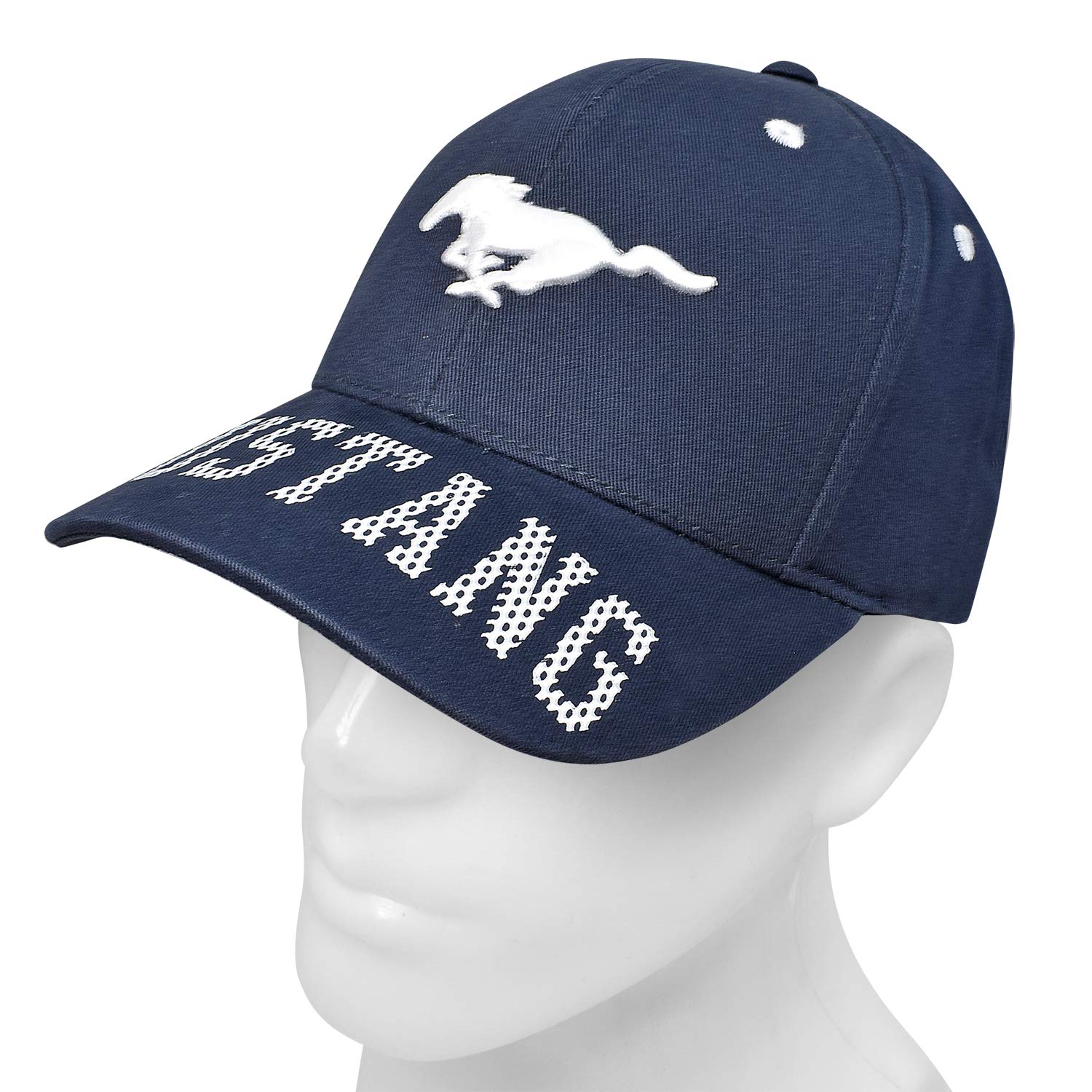 Checkered Flag Graphic Visor Navy Blue Baseball Cap for Ford Mustang
