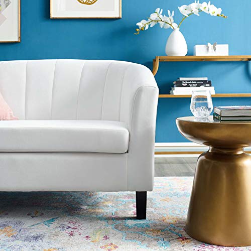 Modway Prospect Channel Tufted Upholstered Velvet Loveseat, White