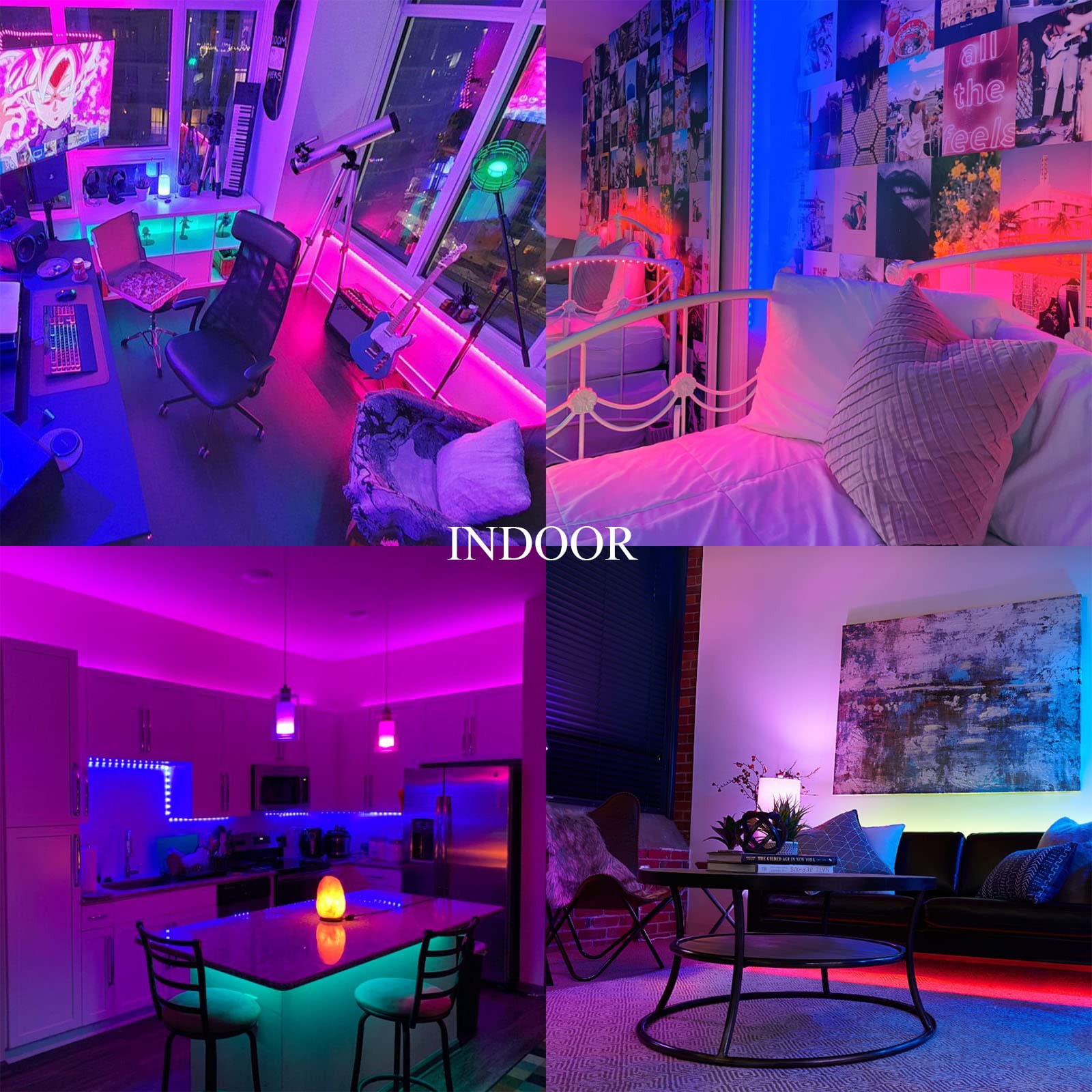 CHARKEE Outdoor LED Strip Lights Waterproof 32.8ft (16.4ft*2), LED Tape Lights with Remote, RGB Light Strips Outdoor, Room Lights Color Changing for Bedroom, 12V LED Light Strip Waterproof