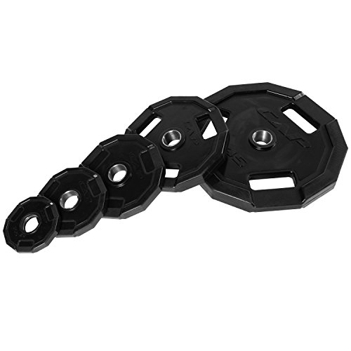 CAP Barbell 12-Sided Rubber Olympic Grip Weight Plates, Black, Single, 25 Pound