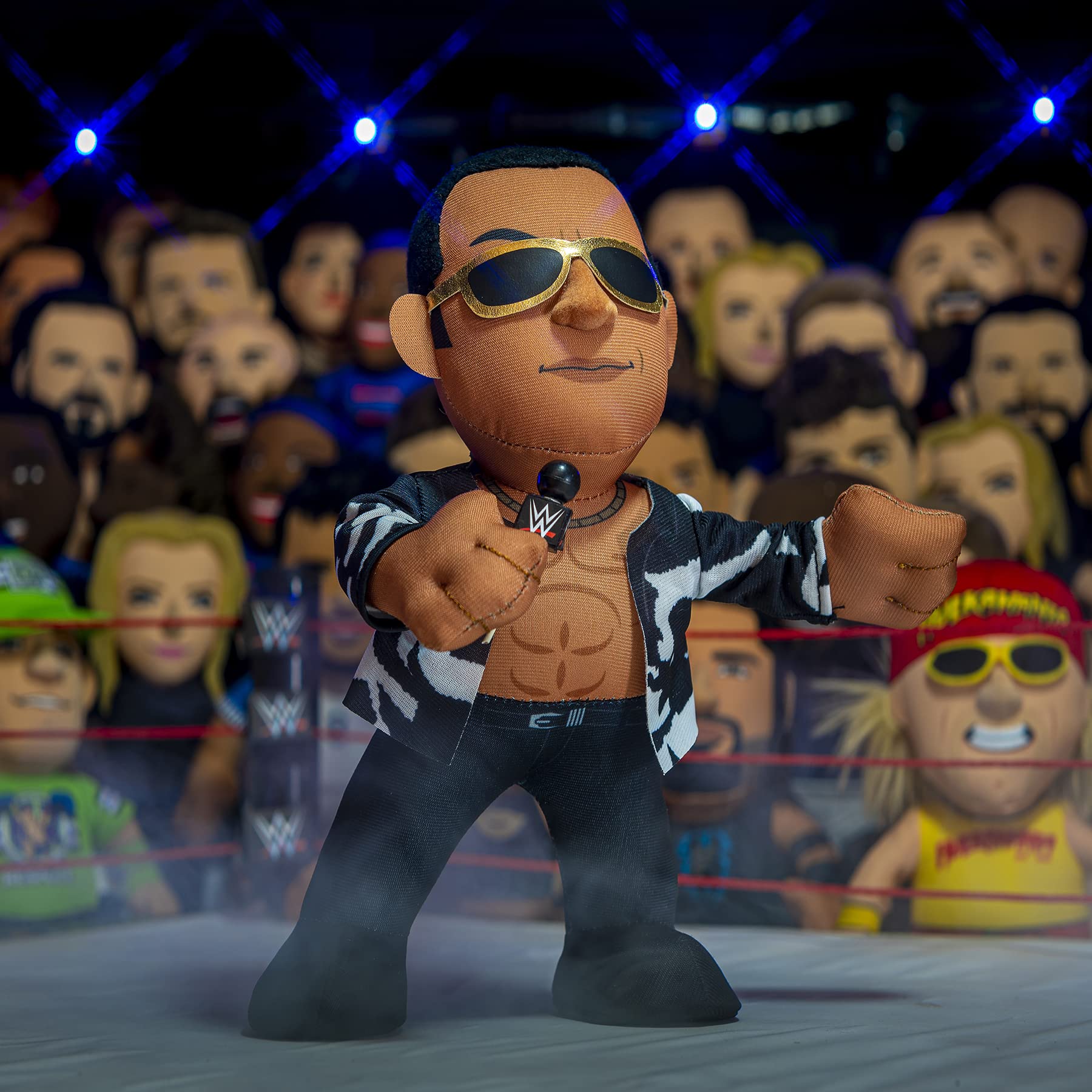 WWE Old School The Rock 10" Plush Figure - A Wrestling Legend for Play or Display