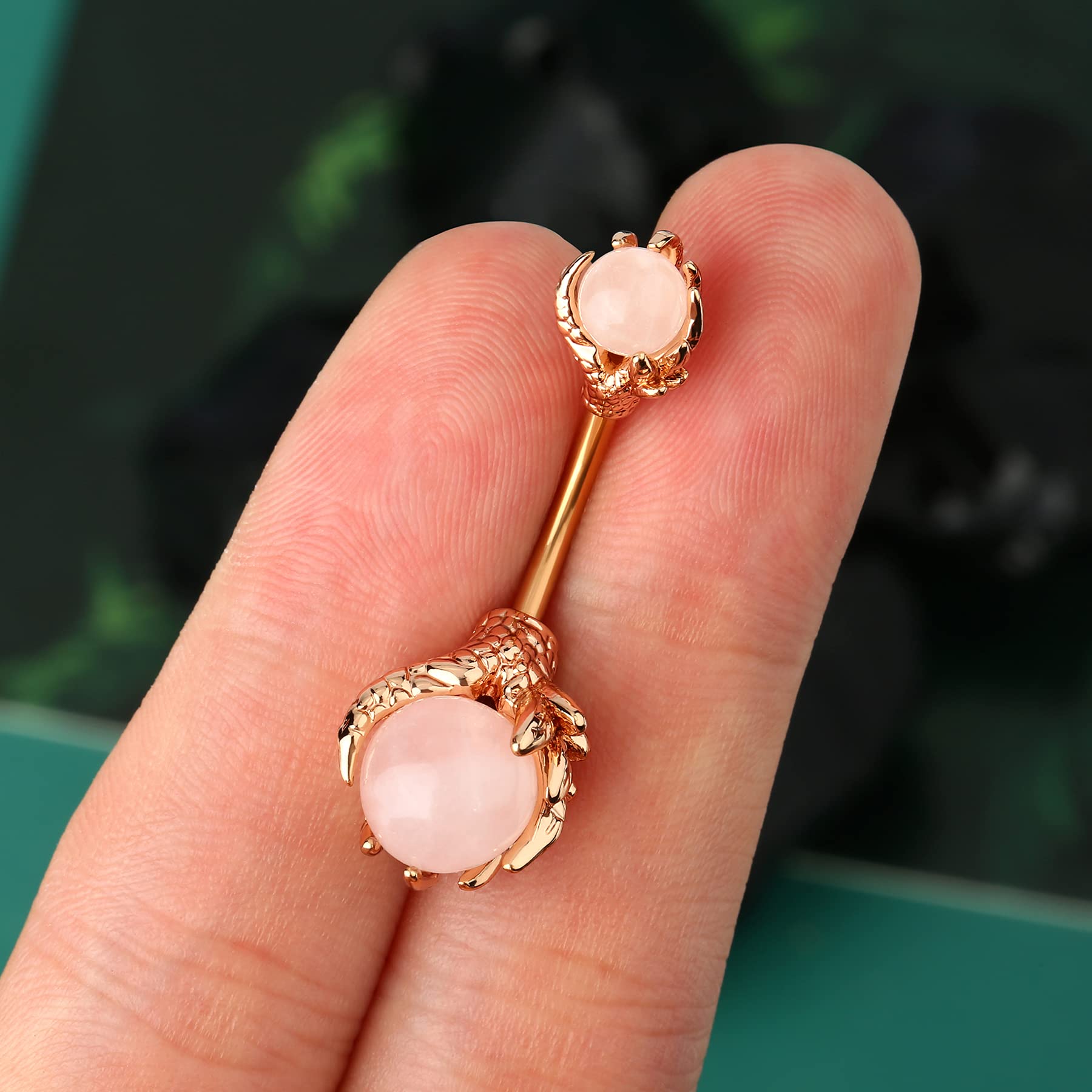 COCHARM Pink Belly Button Rings Crystal Rose Gold Belly Button Ring 14 Gauge Belly Piercing Rings for Women