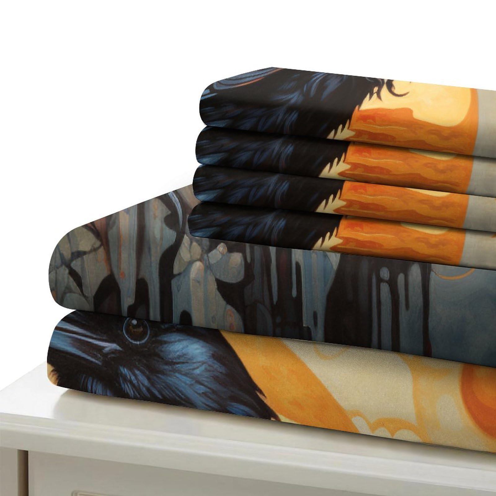 EVMILA Gothic Crow Duvet Cover Quilt Cover 3D Print Birds Comforter Covers for Boys Girls Bedding Set with Zipper Closure with Pillow Cases Soft Microfiber 3 Pieces Twin(173x218cm)