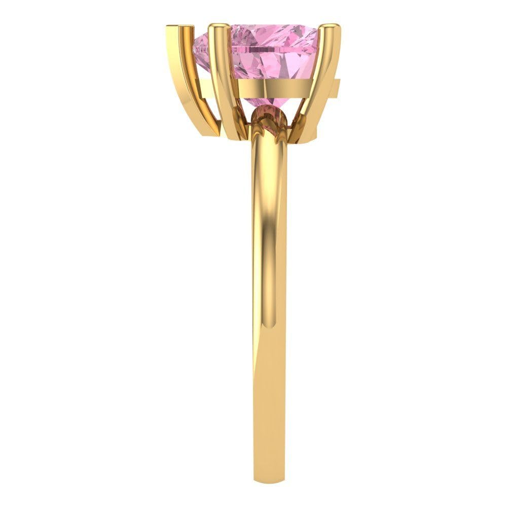 Clara Pucci 2.0 ct Heart Cut Solitaire Pink Simulated Diamond 5-Prong Engagement Bridal Promise Anniversary Ring 18K Yellow Gold 3.5