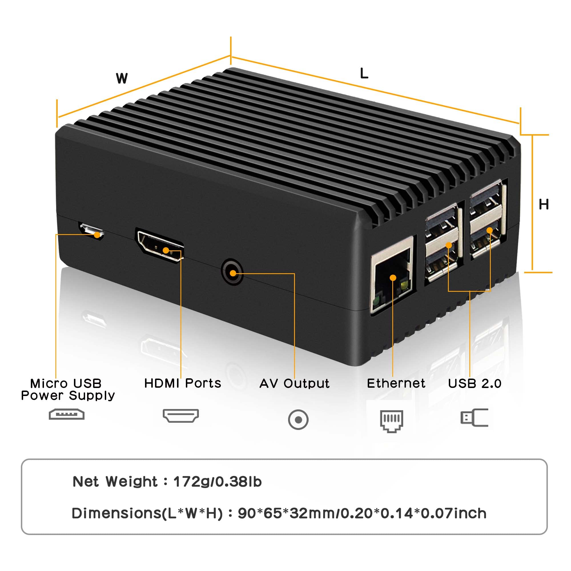 eleUniverse Case for Raspberry Pi 3B+/ 3B, Aluminum Alloy Passive Cooling Heavy Duty Metal Case Compatible with Raspberry Pi 3 Model B Plus/3B
