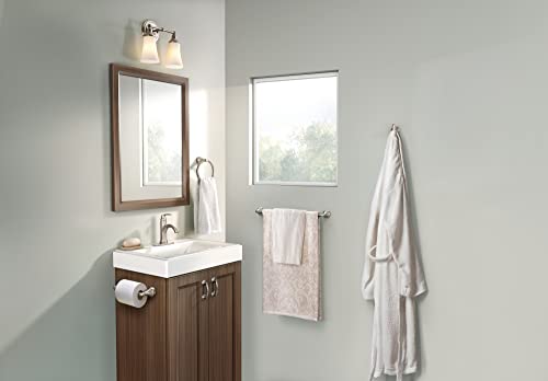 Moen Y1394BN Wellton Bath Accessory Collection, Brushed Nickel & Brushed Nickel Adjustable 44-72-Inch Tension Mounted Straight Shower Curtain Rod for Bathroom, TR1000BN