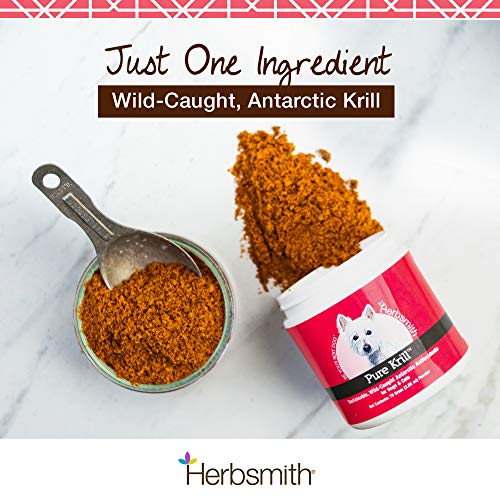 Herbsmith Pure Krill - Wild-Caught Antarctic Krill - Just 1 Ingredient - Astaxanthin for Dogs - Ready-to-Use Omega 3s – Alternative to Krill Oil for Dogs - 75g