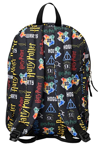 Harry Potter 16" Laptop Backpack Bag Hogwarts Crest All Over Print Cargo