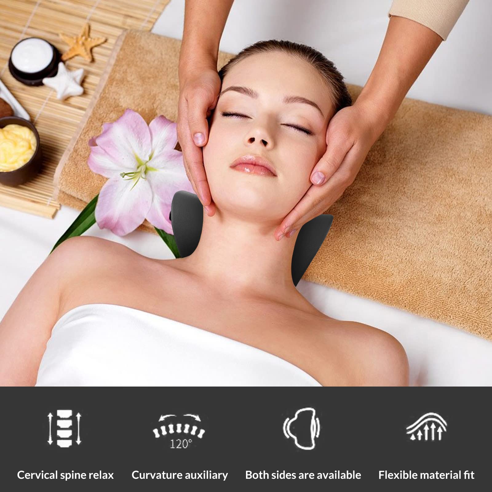 ELEVON Neck Stretcher for Pain Relief,Cervical Traction Device Pillow for Muscle Relax and Neck Hump Correction, Neck and Shoulder Relaxer for TMJ Pain Relief and Cervical Spine Alignment (Black)