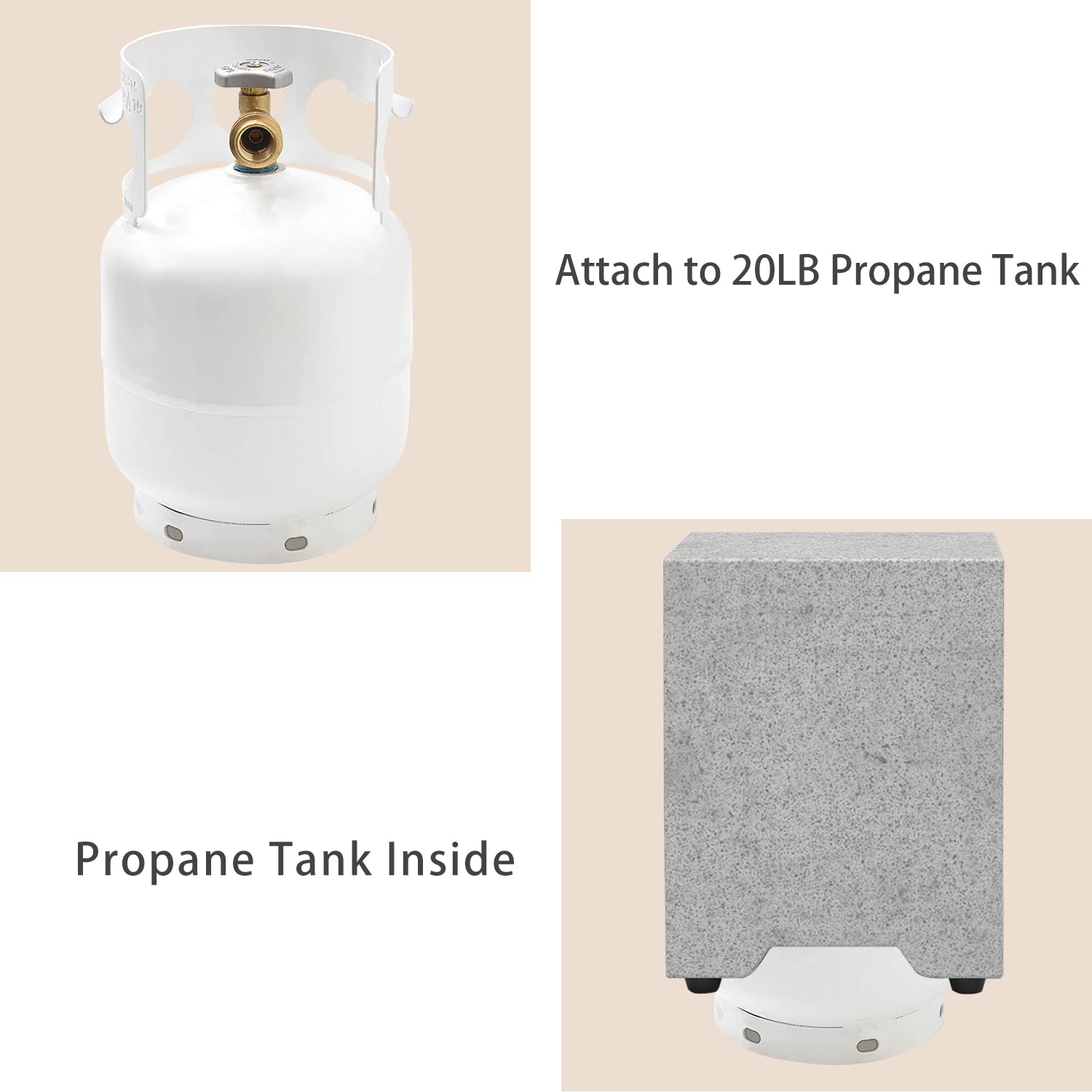 Essential Lounger Propane Tank Cover Table 16 Inch, 20 Propane Tank Holder Propane Tank Hideaway Table for Fire Pit, Concrete Gas Tank Hideaway Storage Table with Waterproof Cover - Gray
