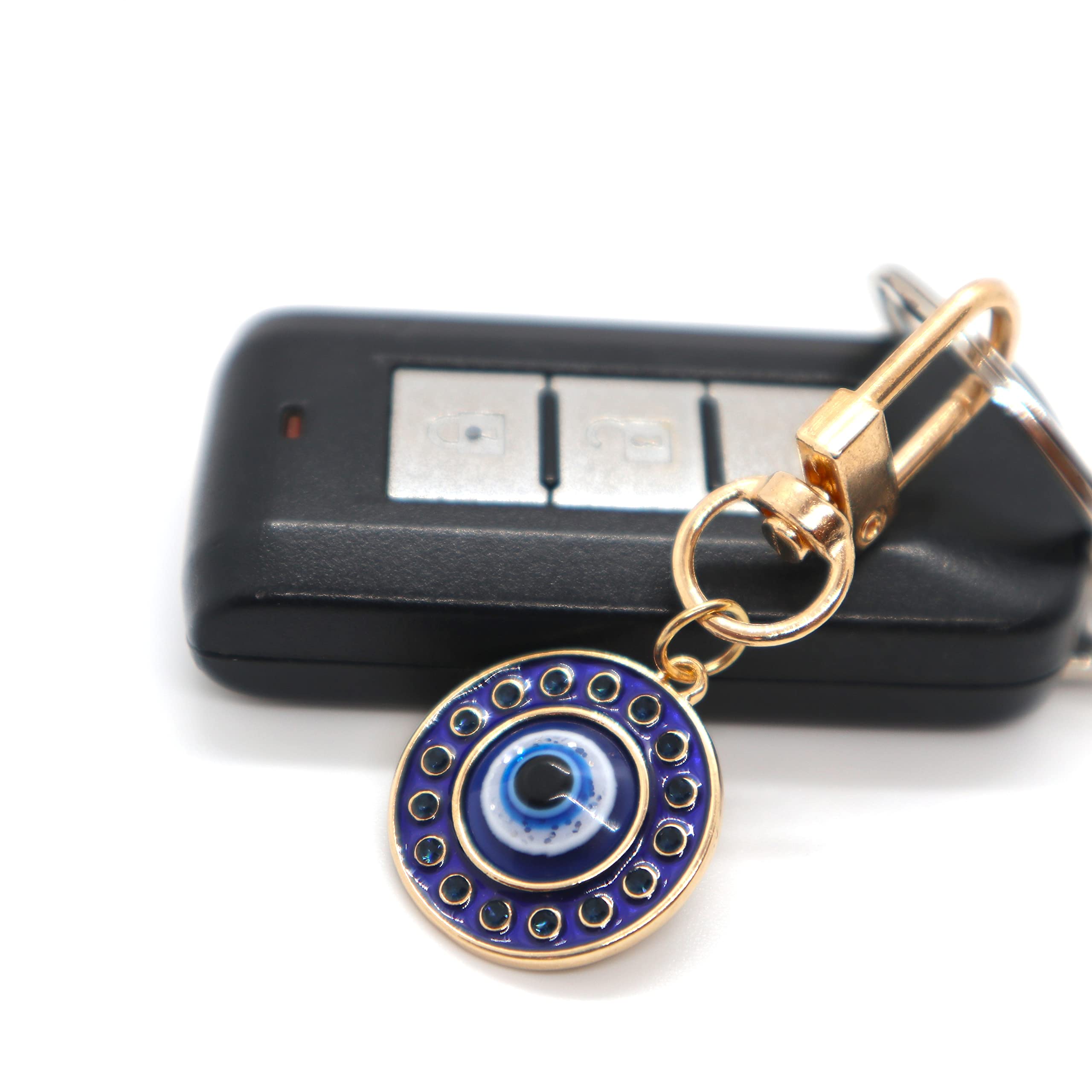 Cute Jewelry Evil Eye Keychain Good Luck Key Chain for Women Charms for Car Keys Holder (Blue)