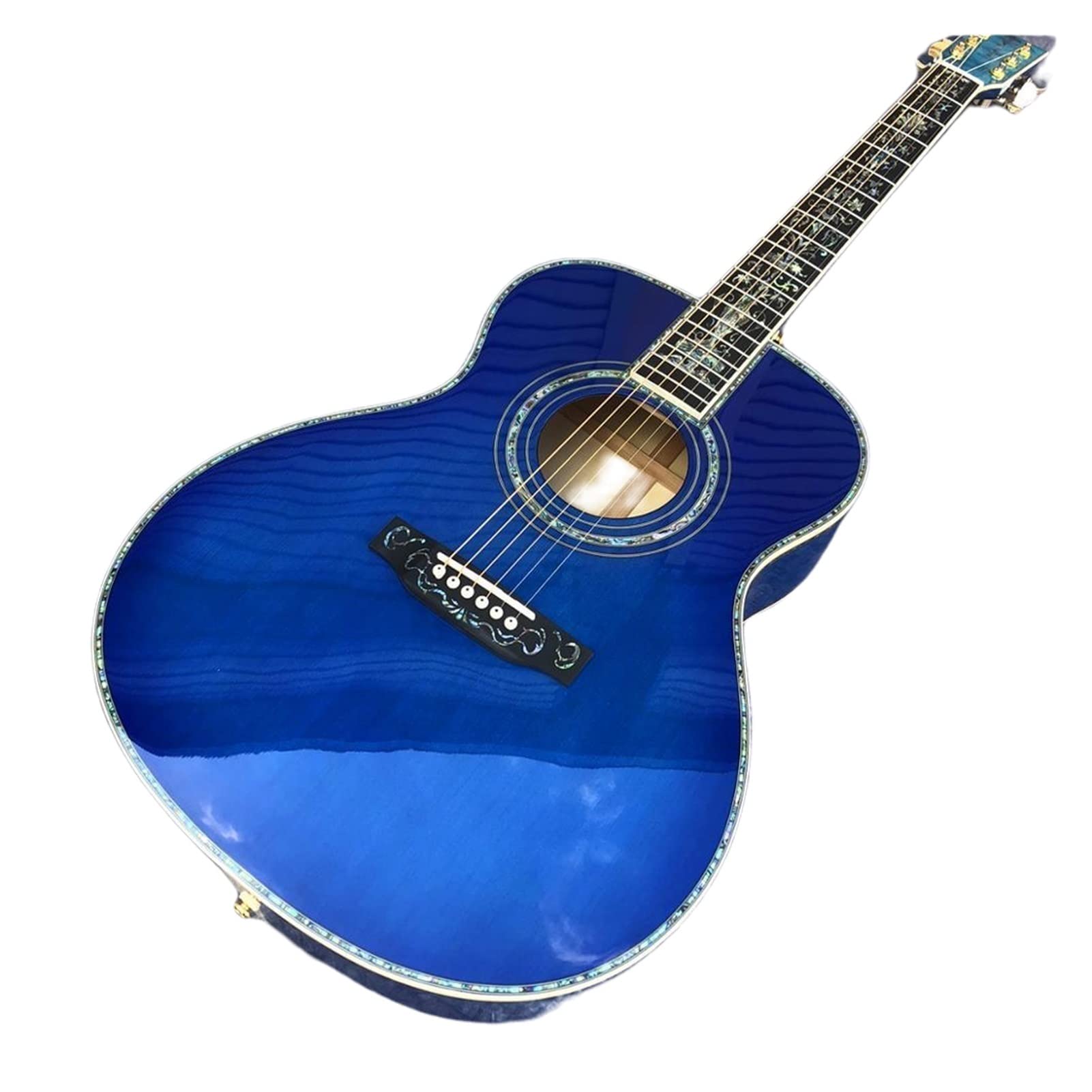 CJWSLYT Guitar Solid Spruce Top Style Acoustic Guitar, Ebony Fingerboard Blue Burst Maple Back and Sides Acoustic Guitar Electric Guitar (Color : Guitar, Size : 41 inches)