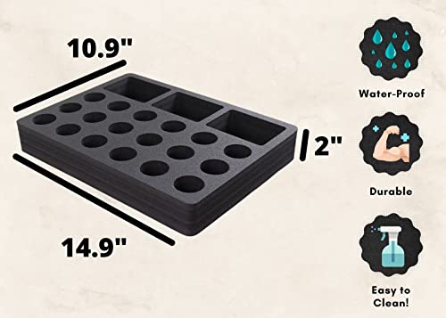Coffee Pod and Tea Bag Organizer Drawer Tray 10.9 x 14.9 Holds 18 Fits Keurig K-Cup Fits Most Standard Tea Packets (Up to 3" wide) Durable High Density Waterproof Foam