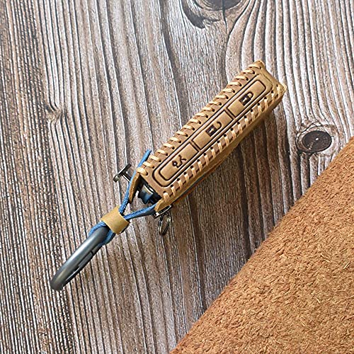 HIBEYO Leather Smart Key Fob Case Compatible with Volvo XC40 XC60 XC90 S90 V90 Car Key Fob Cover Remote Keyless Entry Full Protection Shell 2019 2021 Keychains Auto Accessories Holder Protector-Brown