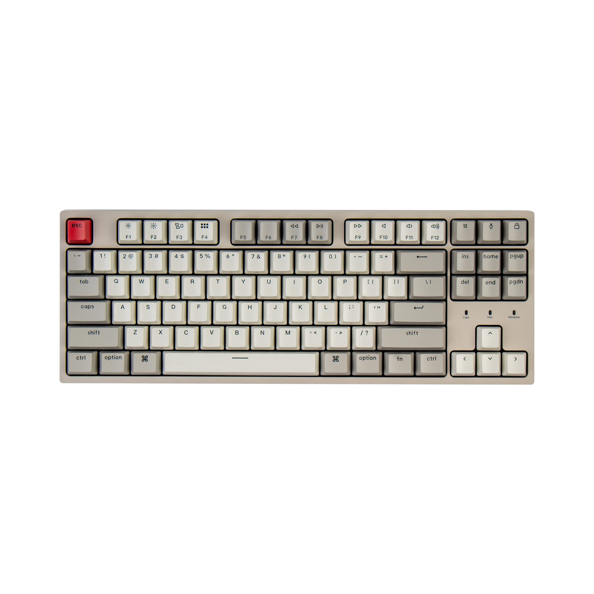 Keychron C1 Tenkeyless Layout 87 Keys Wired Mechanical Keyboard for Mac, Keychron Mechanical Blue Switch/USB Type-C Cable/Retro Color ABS Keycaps Computer Gaming Keyboard for Windows PC Laptop