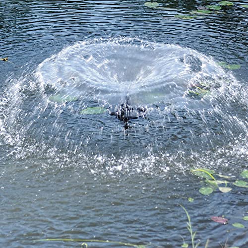 Pond Boss 1/4 HP Floating Fountain with 3 Bright White Lights, 50 Foot Power Cord - and Free Bonus Protective Pump Bag for Trouble-Free Operation.