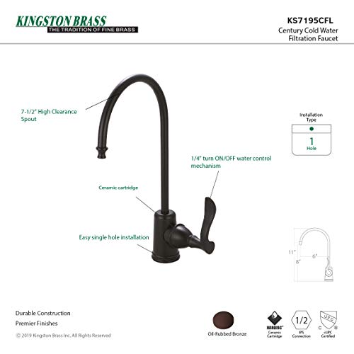 Kingston Brass Gourmetier KS7195CFL Century Single Handle Water Filtration Faucet, Oil Rubbed Bronze