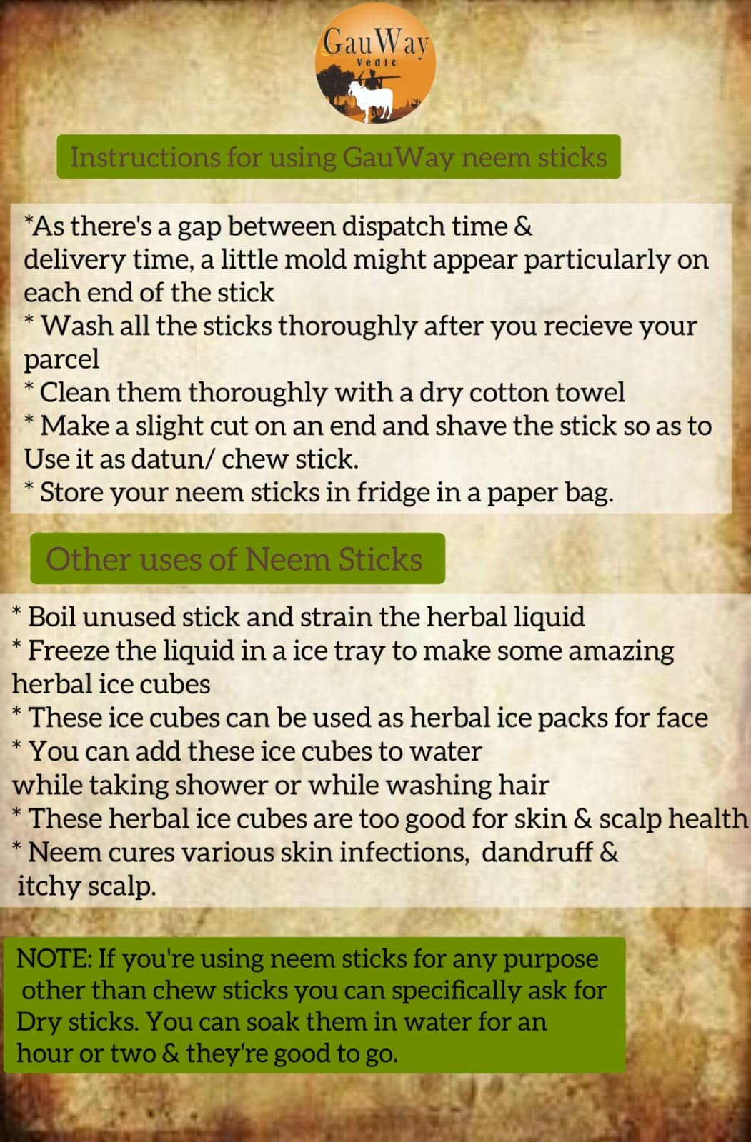 GAU-WAY Natural Neem Chew Sticks Datun Ayurvedic Organic Toothbrush for Brushing Teeth, Remove Bad Breath & Gems, Relieve Tooth Ache (15)