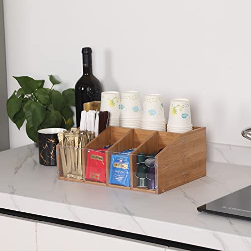 Coffee Station Organizer Coffee Bar Organizer for Countertop Farmhouse Coffee Caddy with Removable Dividers Office Coffee Bar Accessories and Organizer for Coffee Pods, Syrup, Cups, and Stirrer